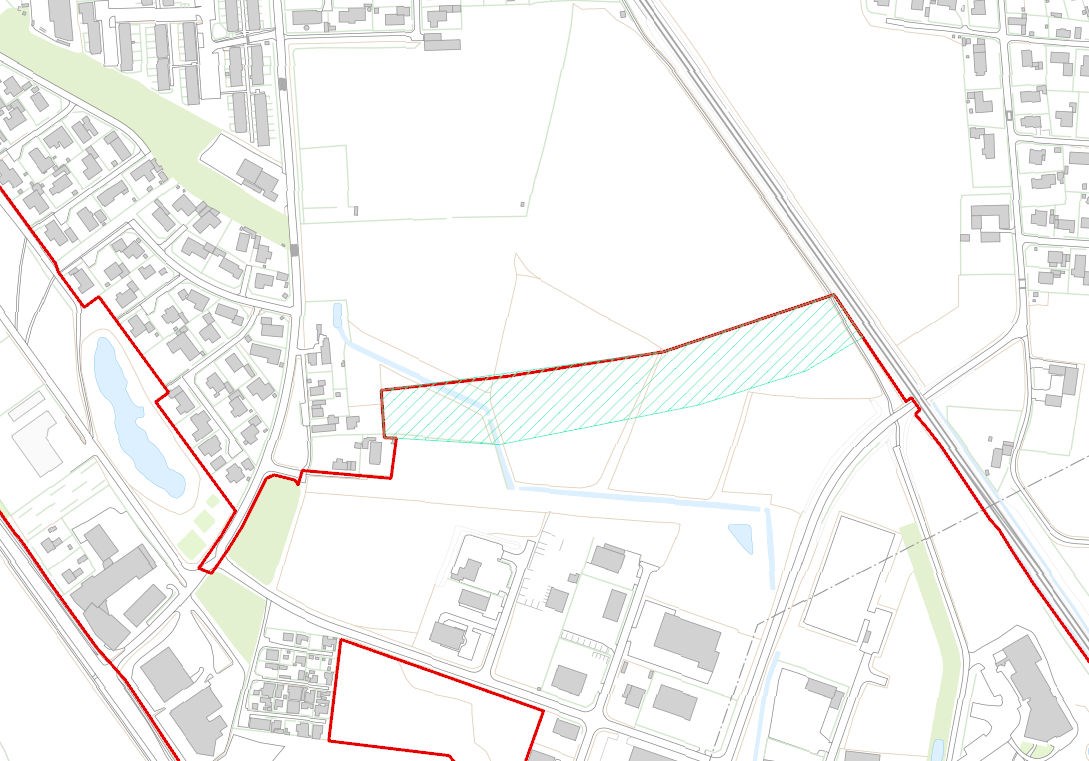 Turkis skravering viser areal der overføres til byzone
